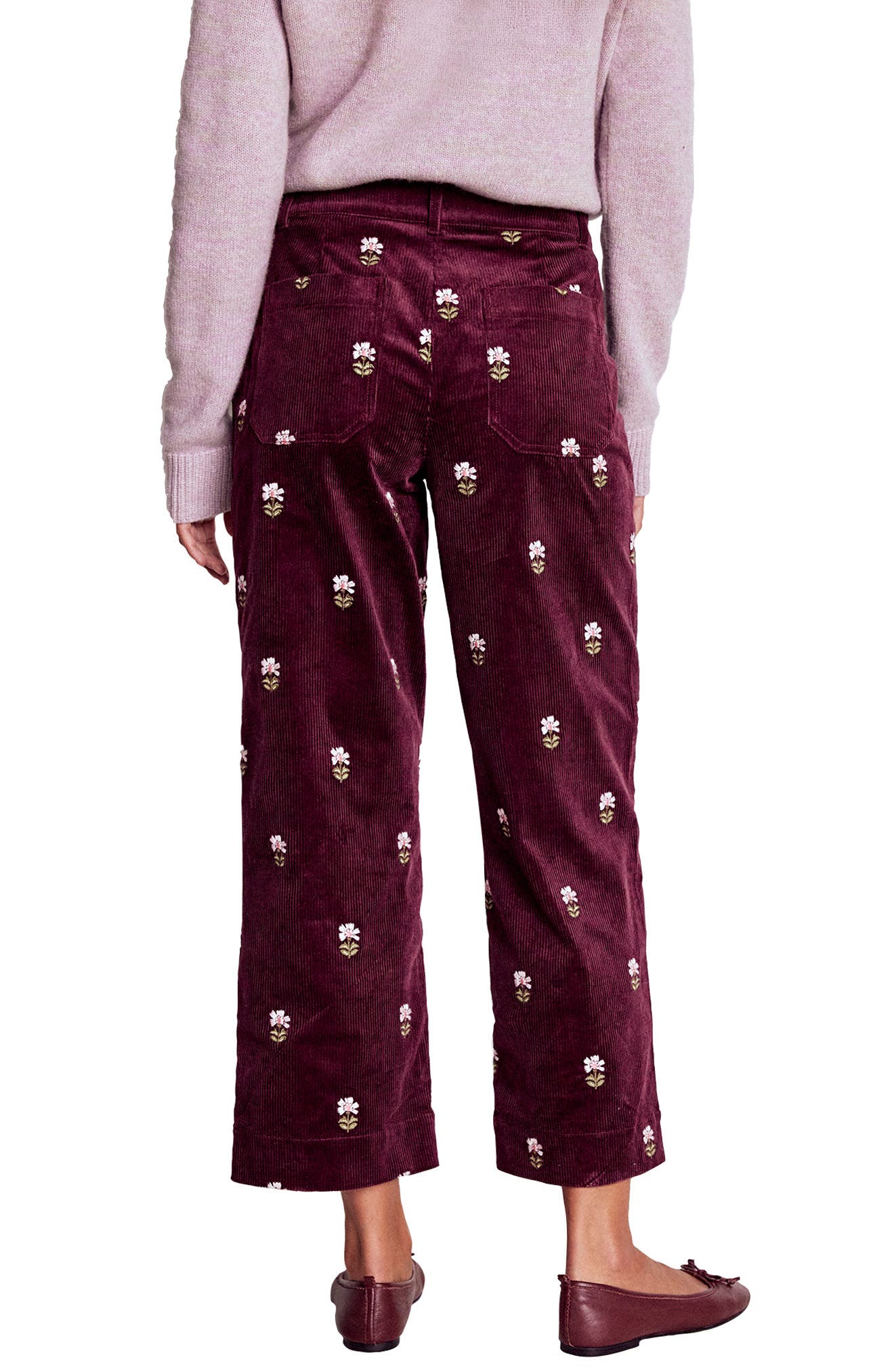 Boden Embroidered Corduroy Ankle Pants | Nordstromrack