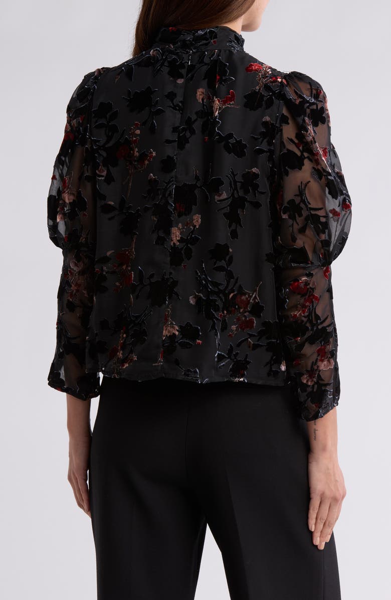 French Connection Guthern Floral Burout Puff Sleeve Top | Nordstromrack