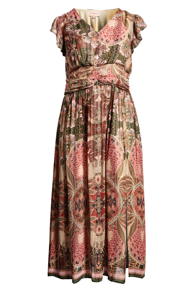 CIEBON Print Metallic Maxi Dress | Nordstromrack