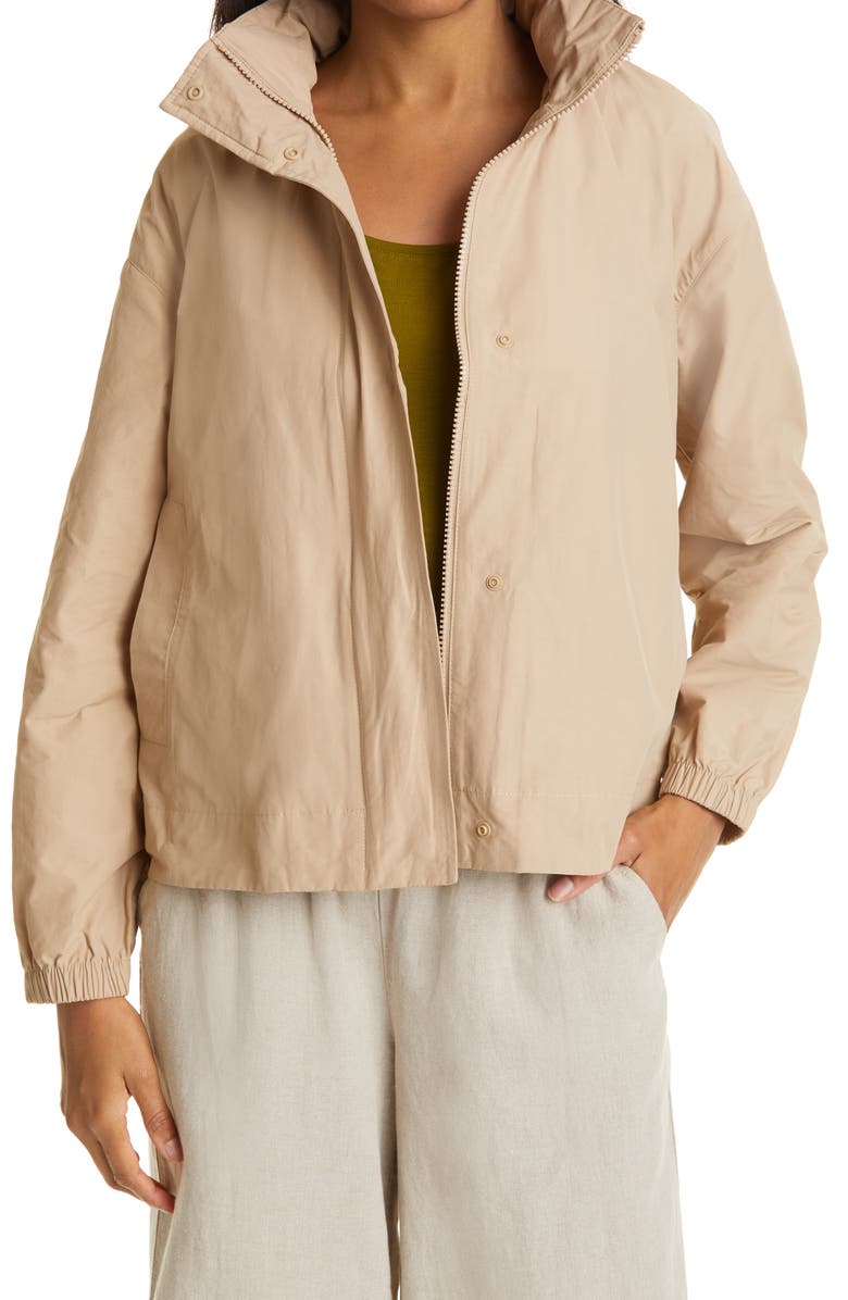 Eileen Fisher Stand Collar Organic Cotton Blend Jacket | Nordstromrack