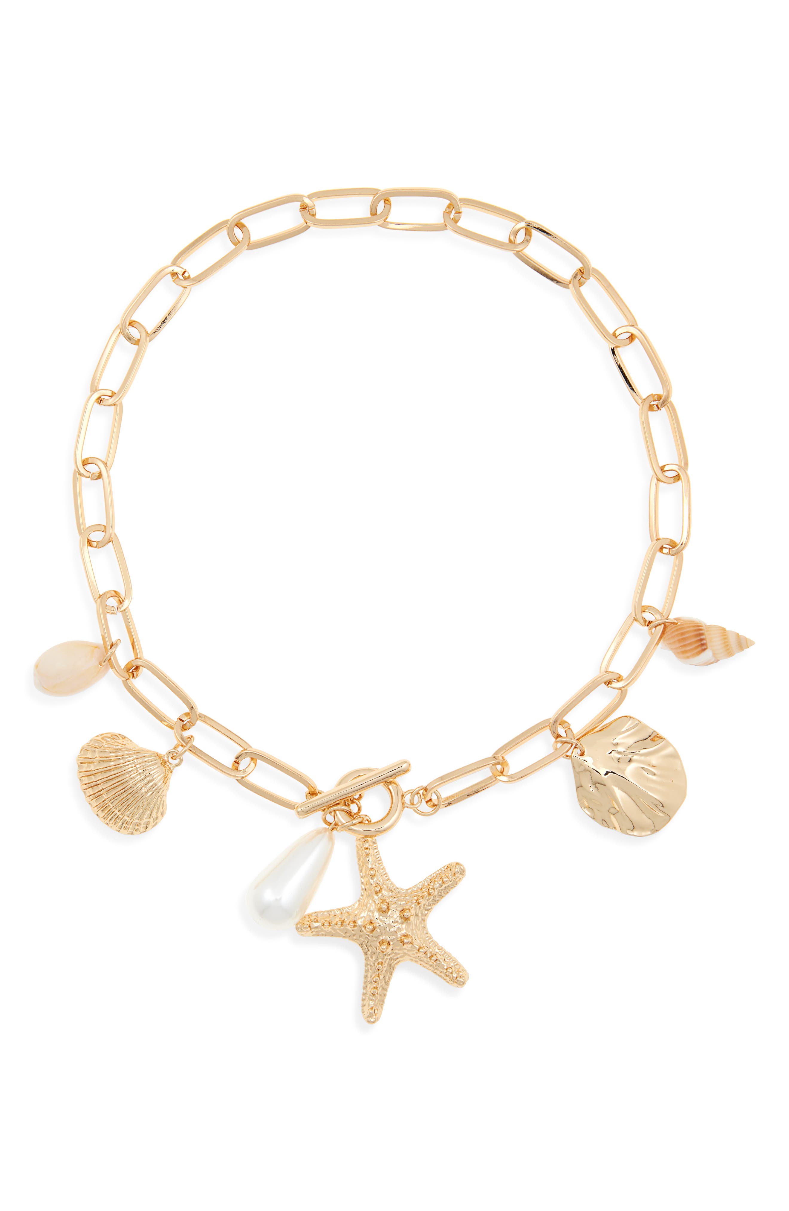 Tasha Sea Chain Starfish & Faux Pearl Charm Necklace | Nordstromrack