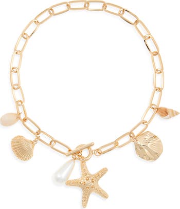 Tasha Sea Chain Starfish & Faux Pearl Charm Necklace | Nordstromrack