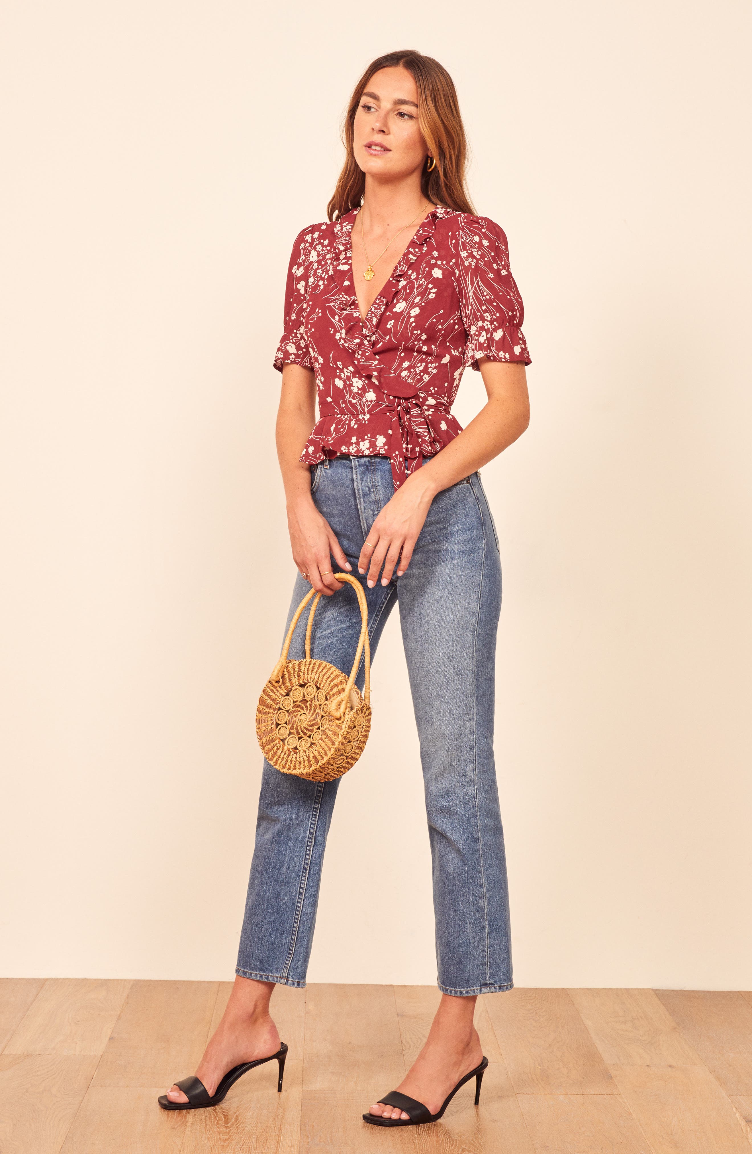 Reformation Caprice Peplum Wrap Top | Nordstrom