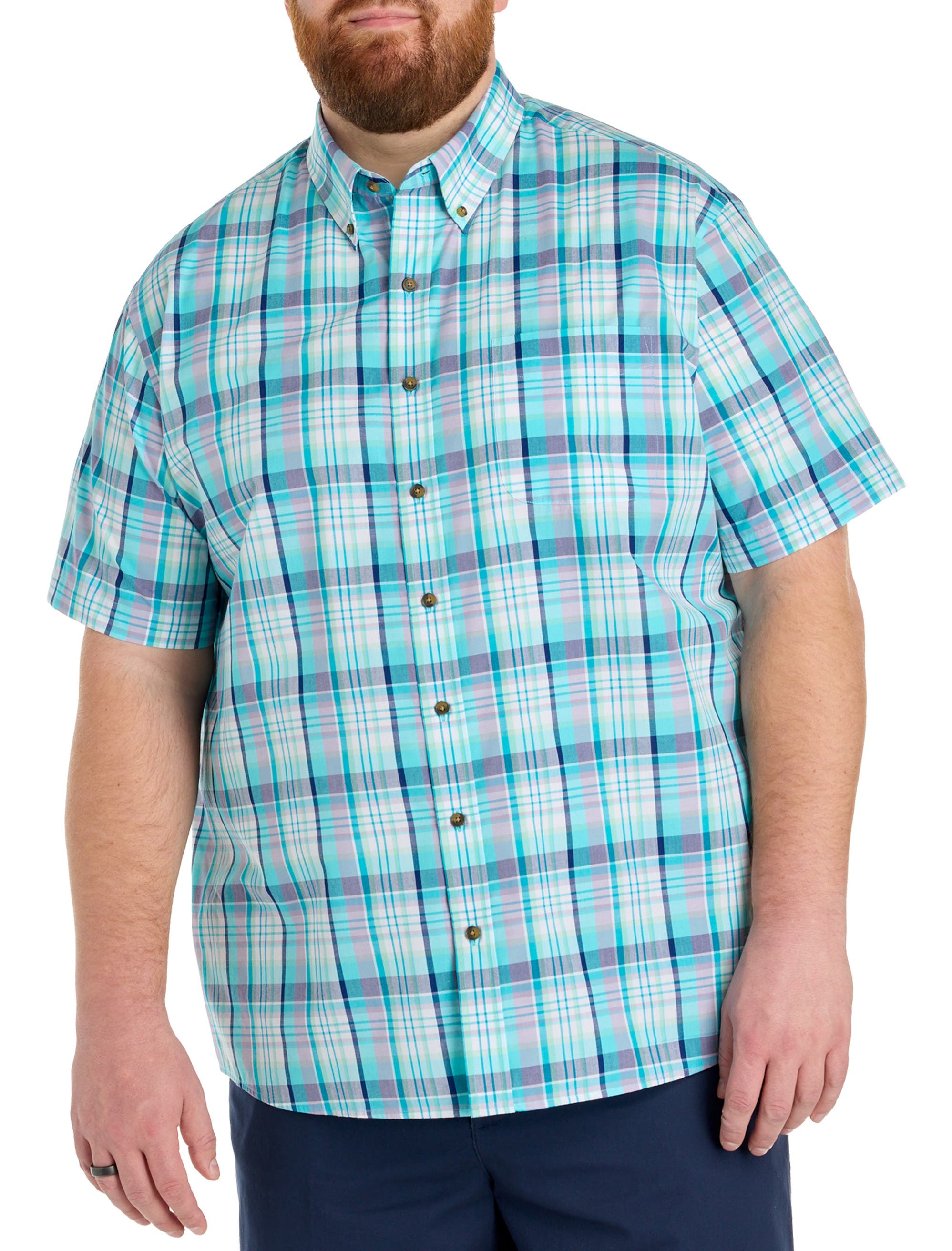 Harbor Bay by DXL Big & Tall Easy-Care Medium Plaid Sport Shirt V6 ...