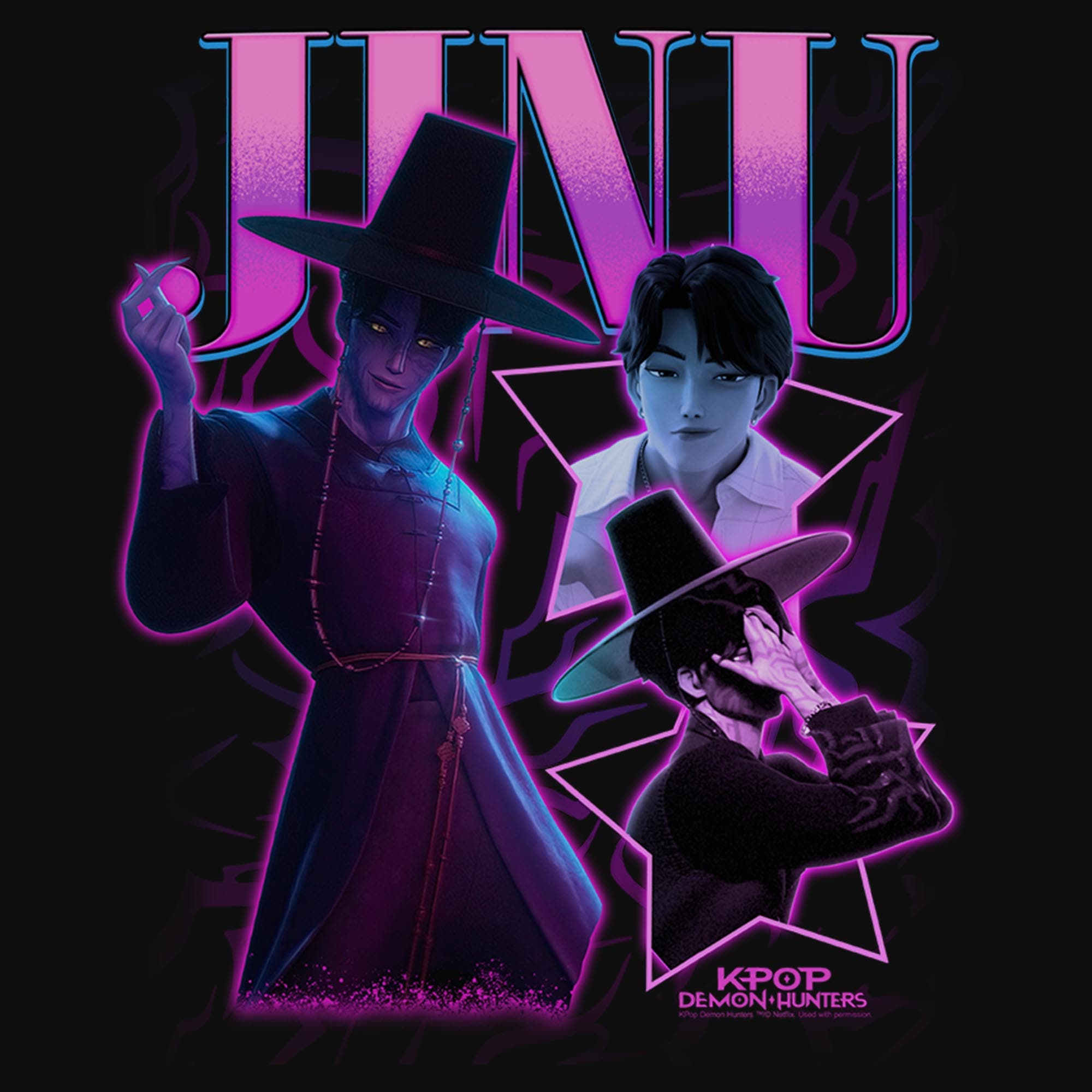 Junior's KPop Demon Hunters Jinu Saja Collage Superstar Graphic T-Shirt ...