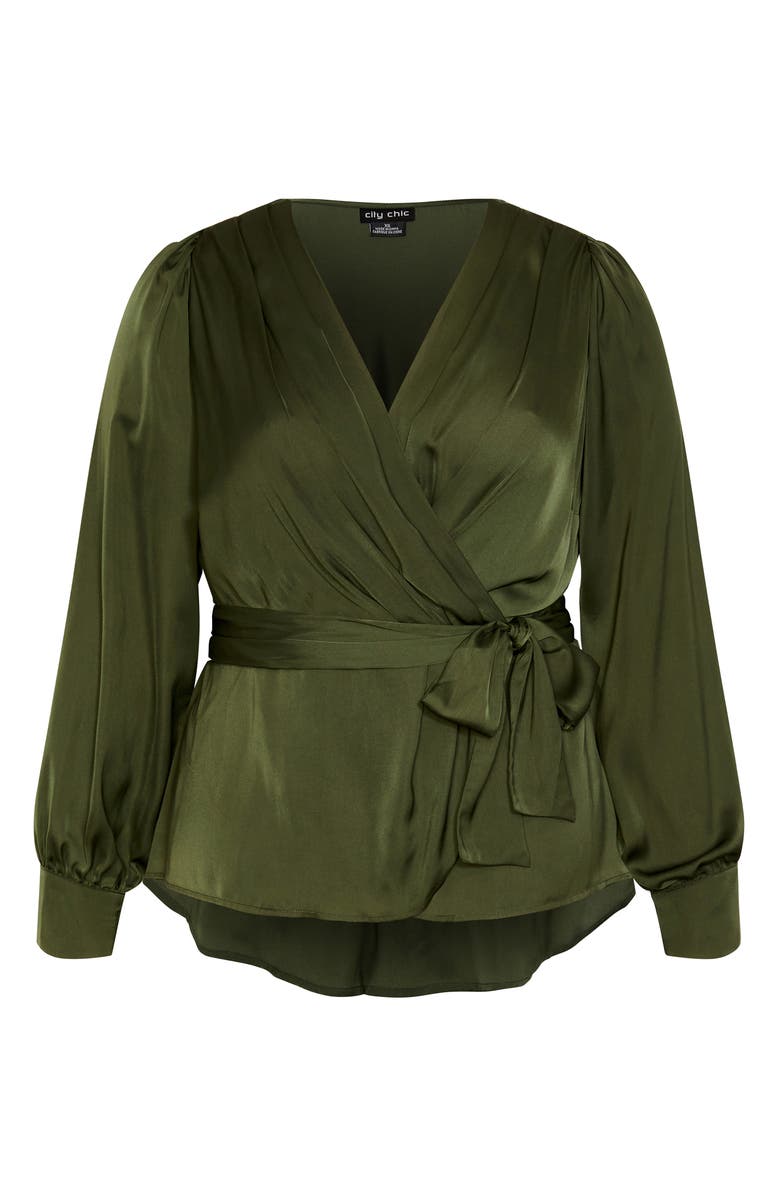 City Chic Opulent Long Sleeve Faux Wrap Top | Nordstromrack