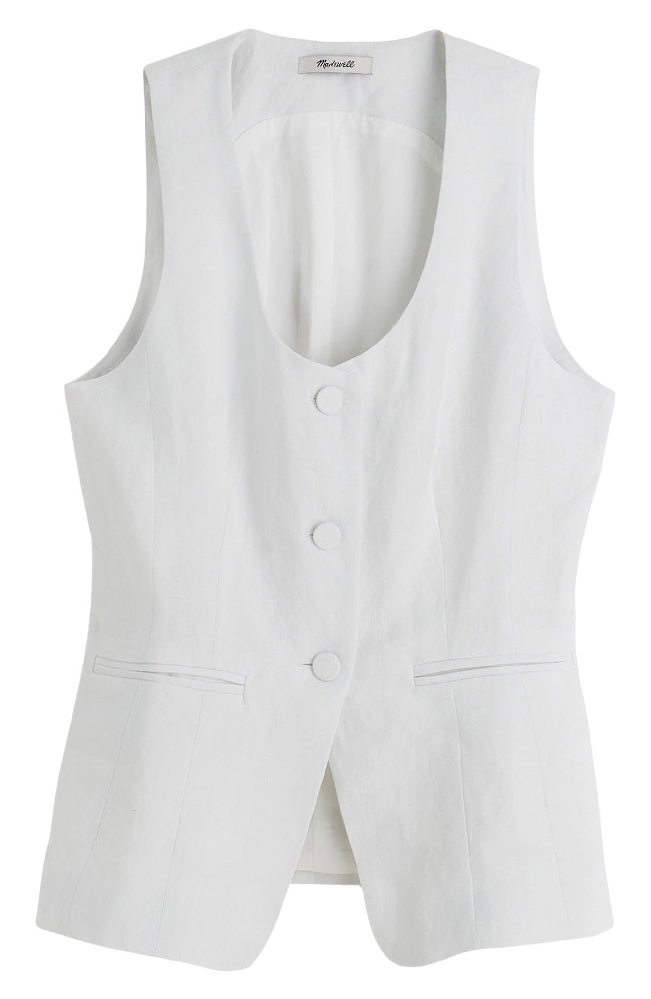 Madewell Linen Scoop Neck Cutaway Vest | Nordstromrack