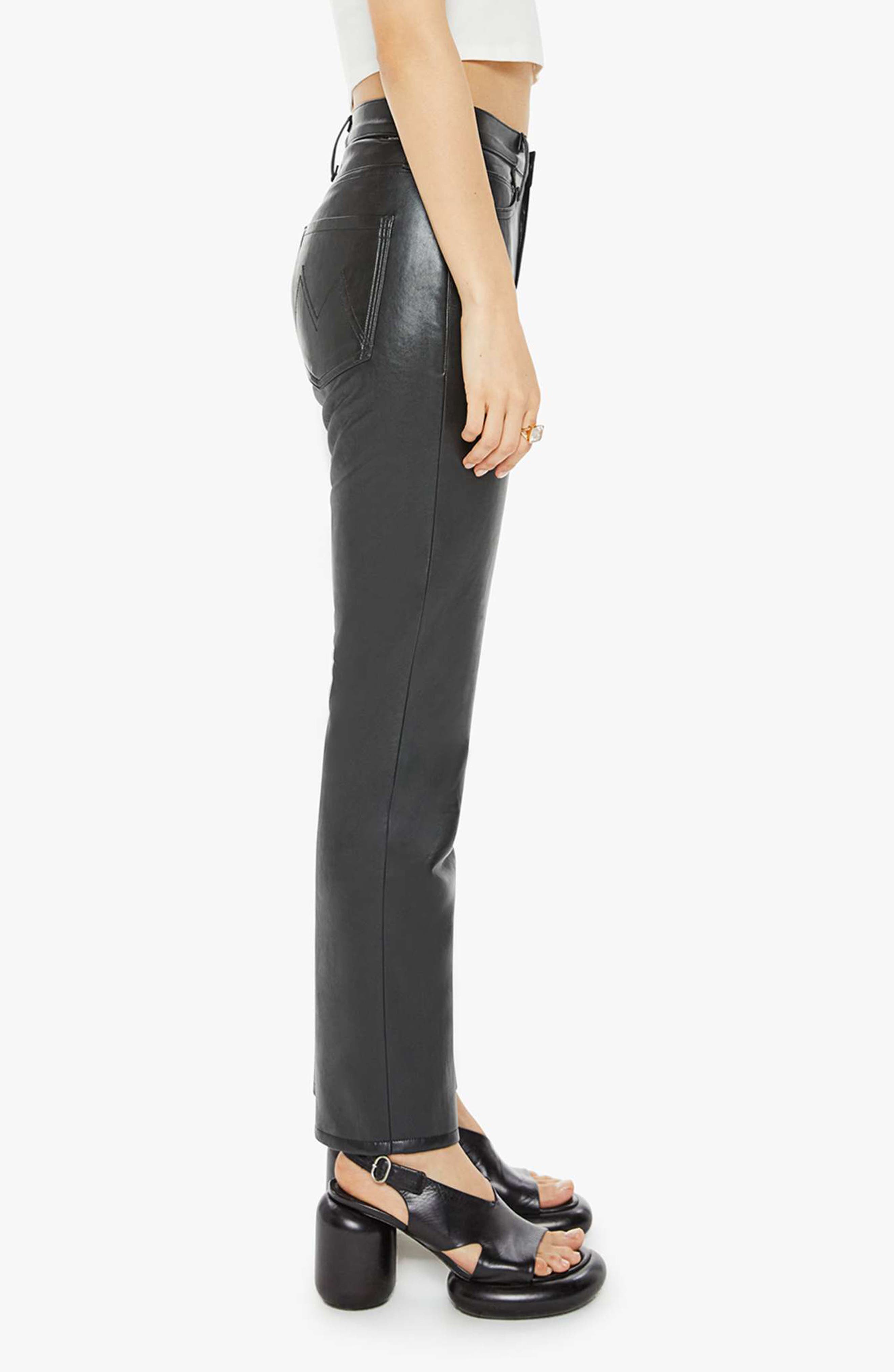 MOTHER The Smarty Pants Skimp High Waist Leather Pants | Nordstromrack