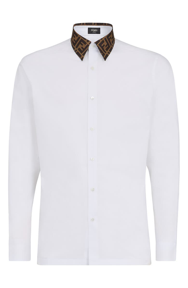 Fendi FF Logo Collar Cotton Shirt | Nordstrom