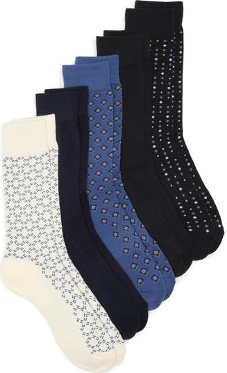 NORDSTROM RACK Assorted 5-Pack Diamond & Solid Dress Socks | Nordstromrack