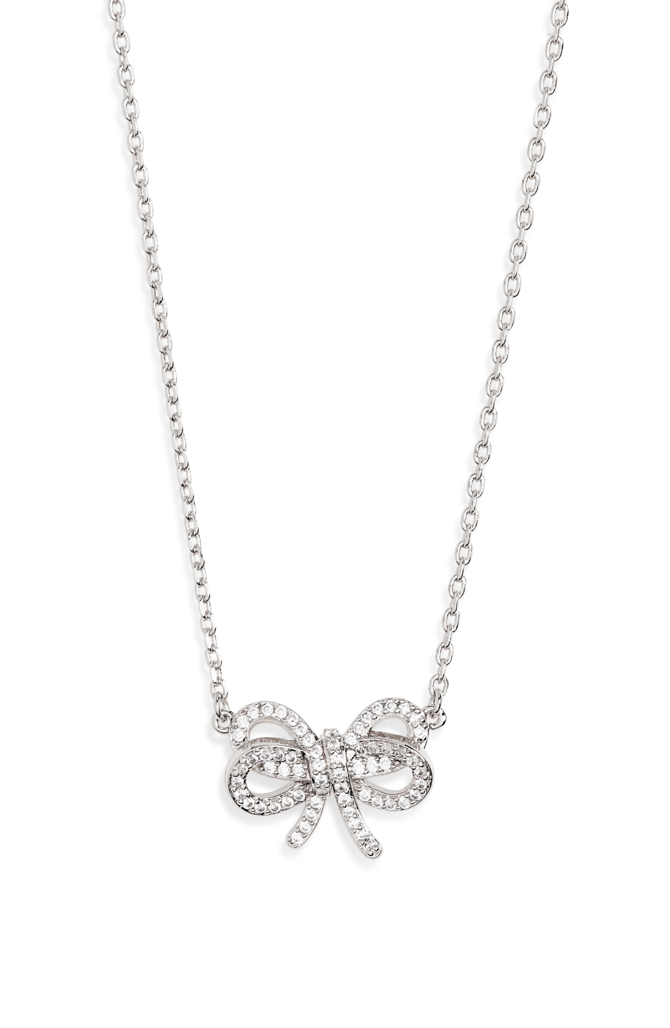 Kate Spade New York bow meets girl pavé cubic zirconia pendant necklace ...