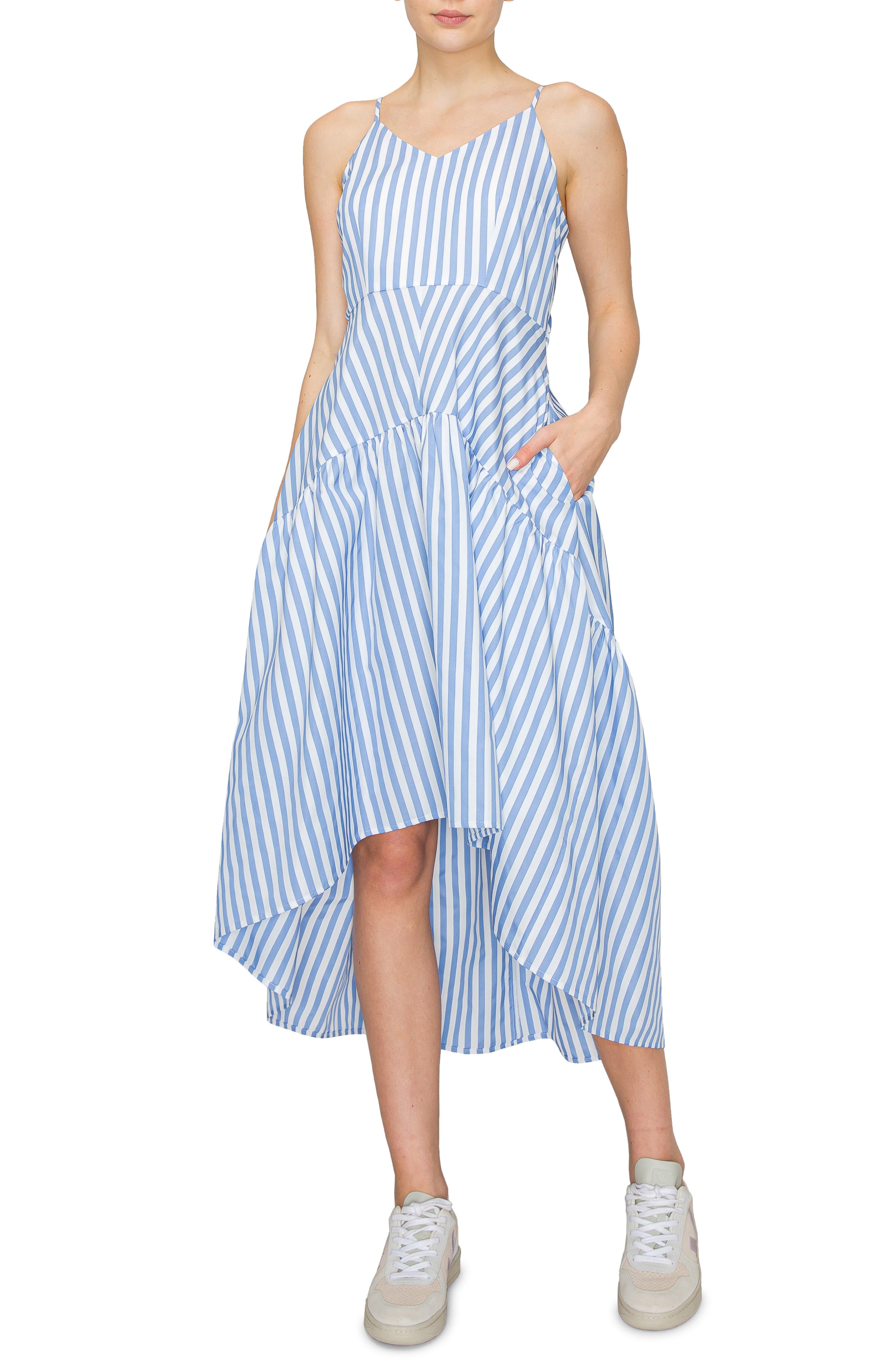 MELLODAY Stripe High-Low Sundress | Nordstromrack