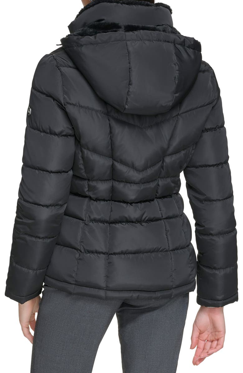 Calvin Klein Water Resistant Puffer Jacket with Faux Fur Lining ...