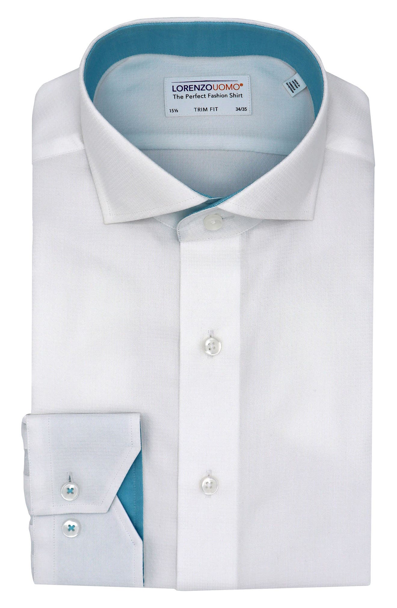 Lorenzo Uomo Trim Fit Solid Textured Cotton Dress Shirt | Nordstromrack