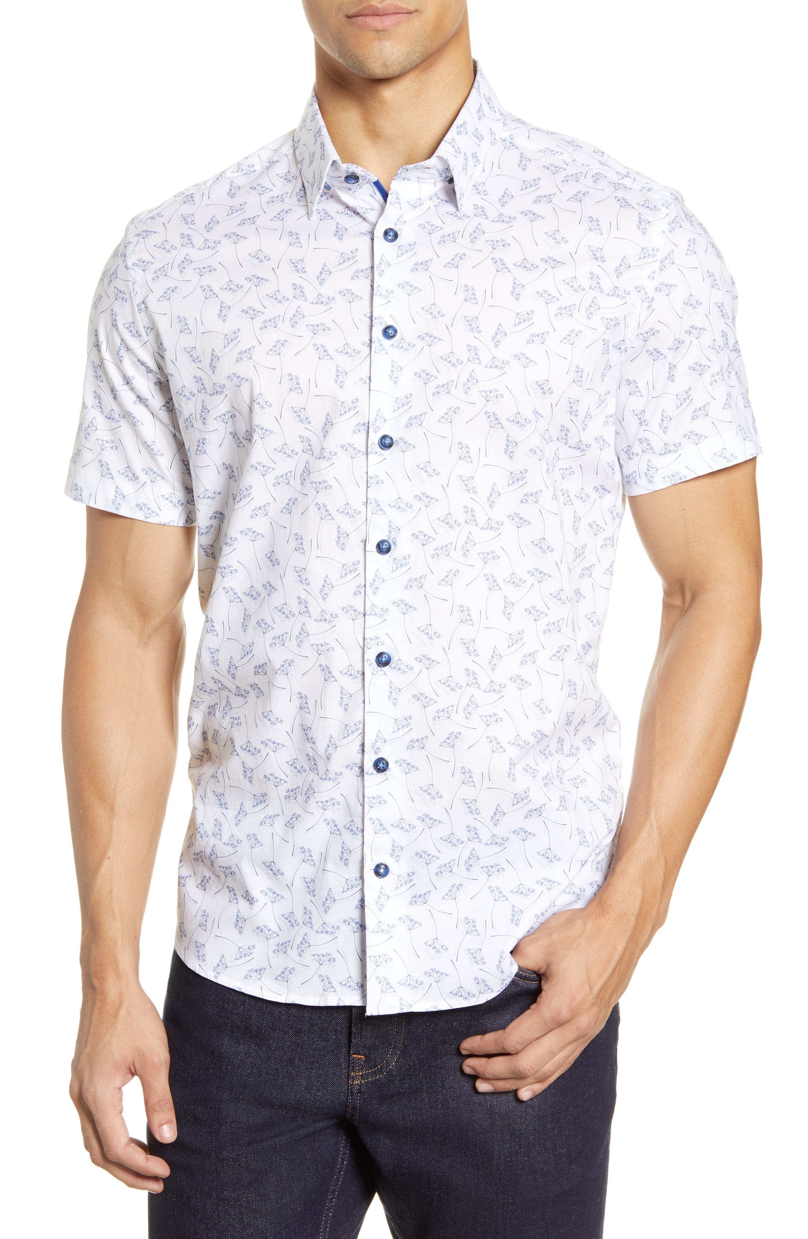 Slim Fit Floral Short Sleeve Button-Up Shirt (Men) | Nordstromrack