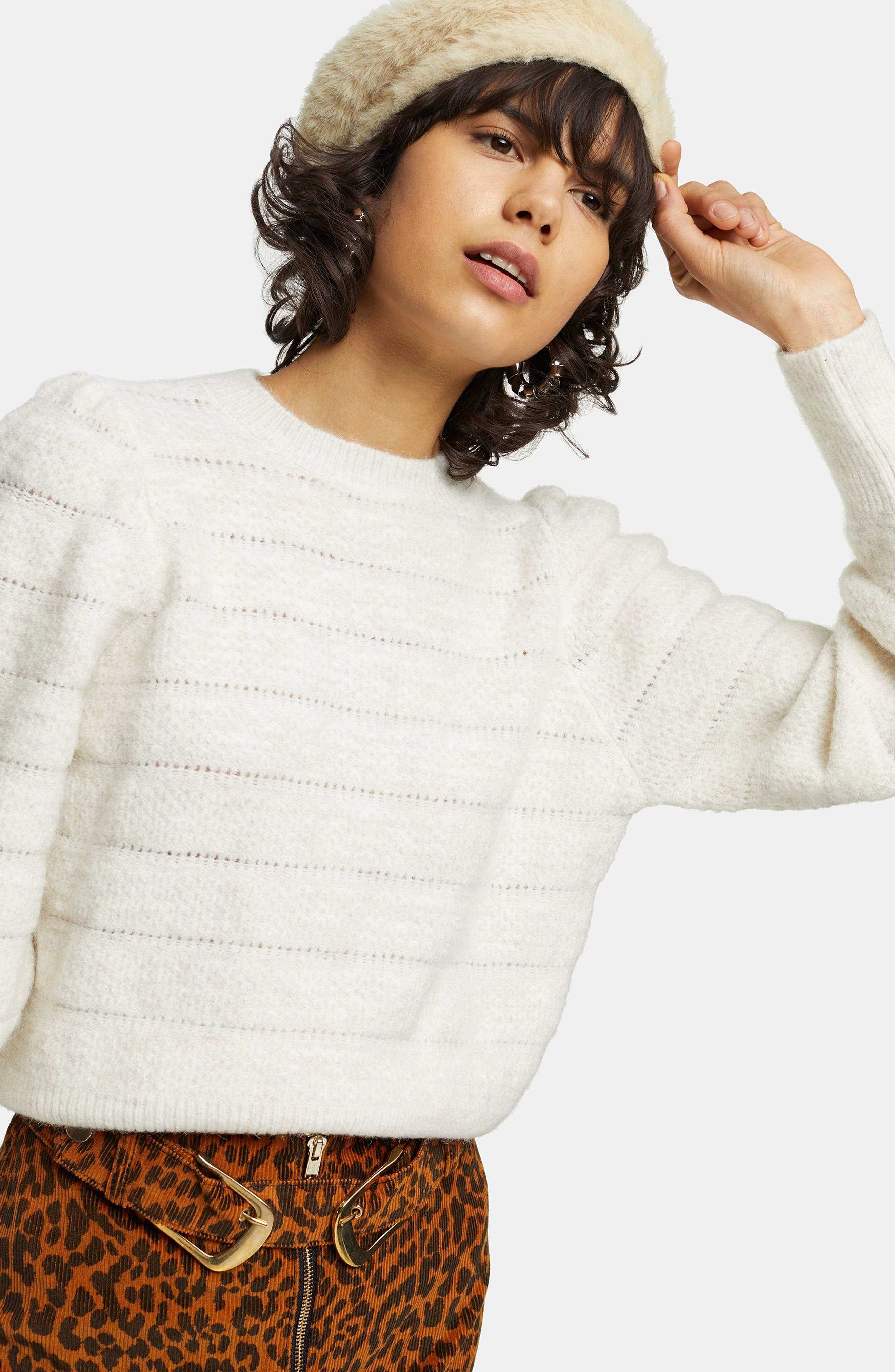 Topshop Pointelle Stripe Sweater | Nordstromrack