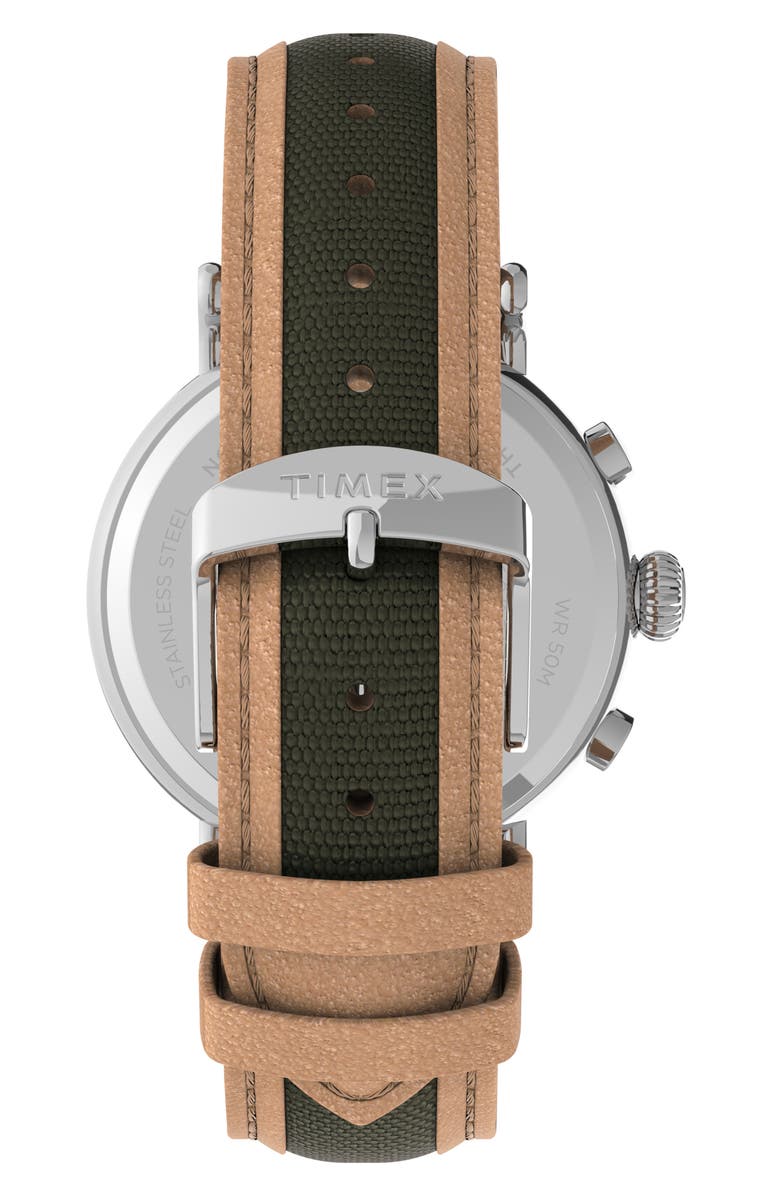 Timex® Standard Chronograph Leather & Fabric Strap Watch, 41mm | Nordstrom
