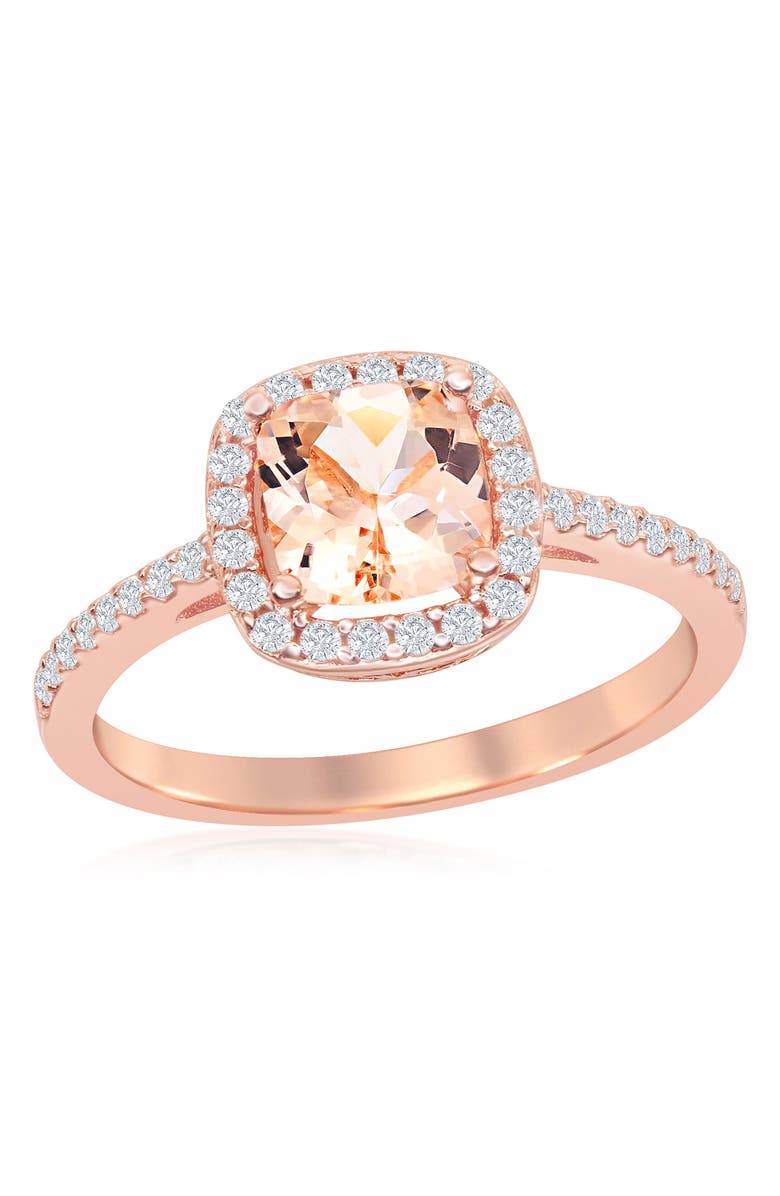 SIMONA Sterling Silver Square Morganite & CZ Ring | Nordstromrack