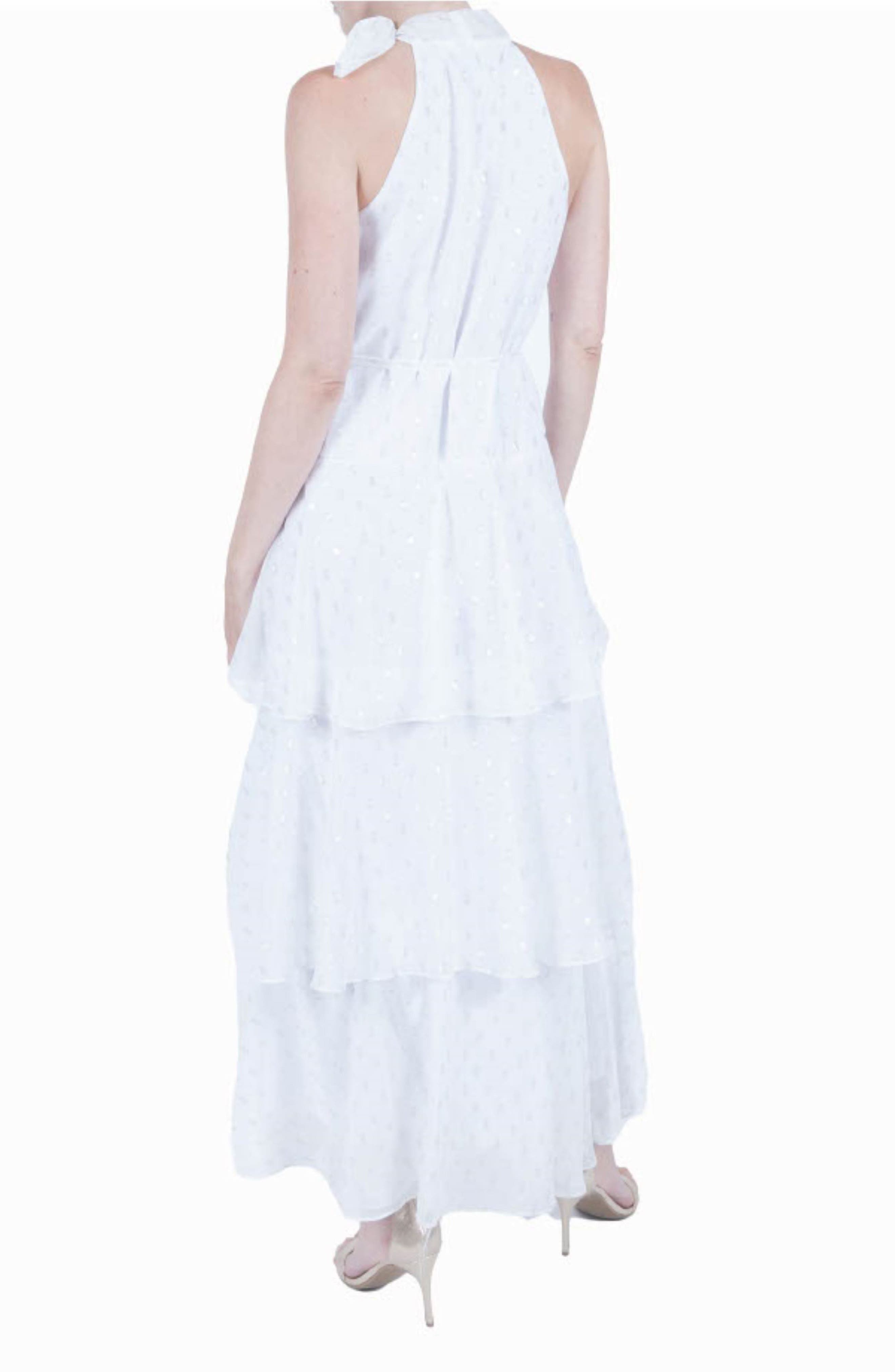 Julia Jordan Metallic Fil Coupé Tiered Chiffon Dress | Nordstromrack