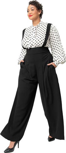 Unique Vintage Plus Size Wide Leg Rochelle Suspender Pants | Nordstrom