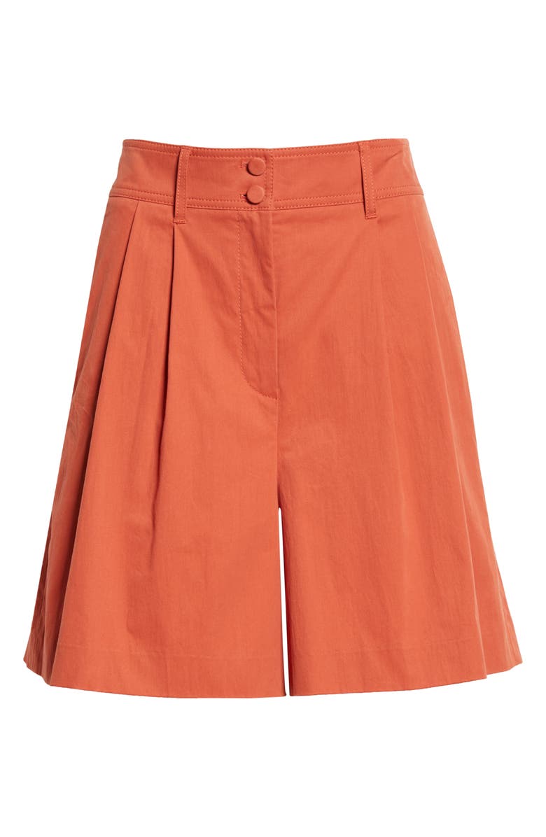 Rebecca Taylor Casual Pleated Cotton Blend Shorts | Nordstromrack