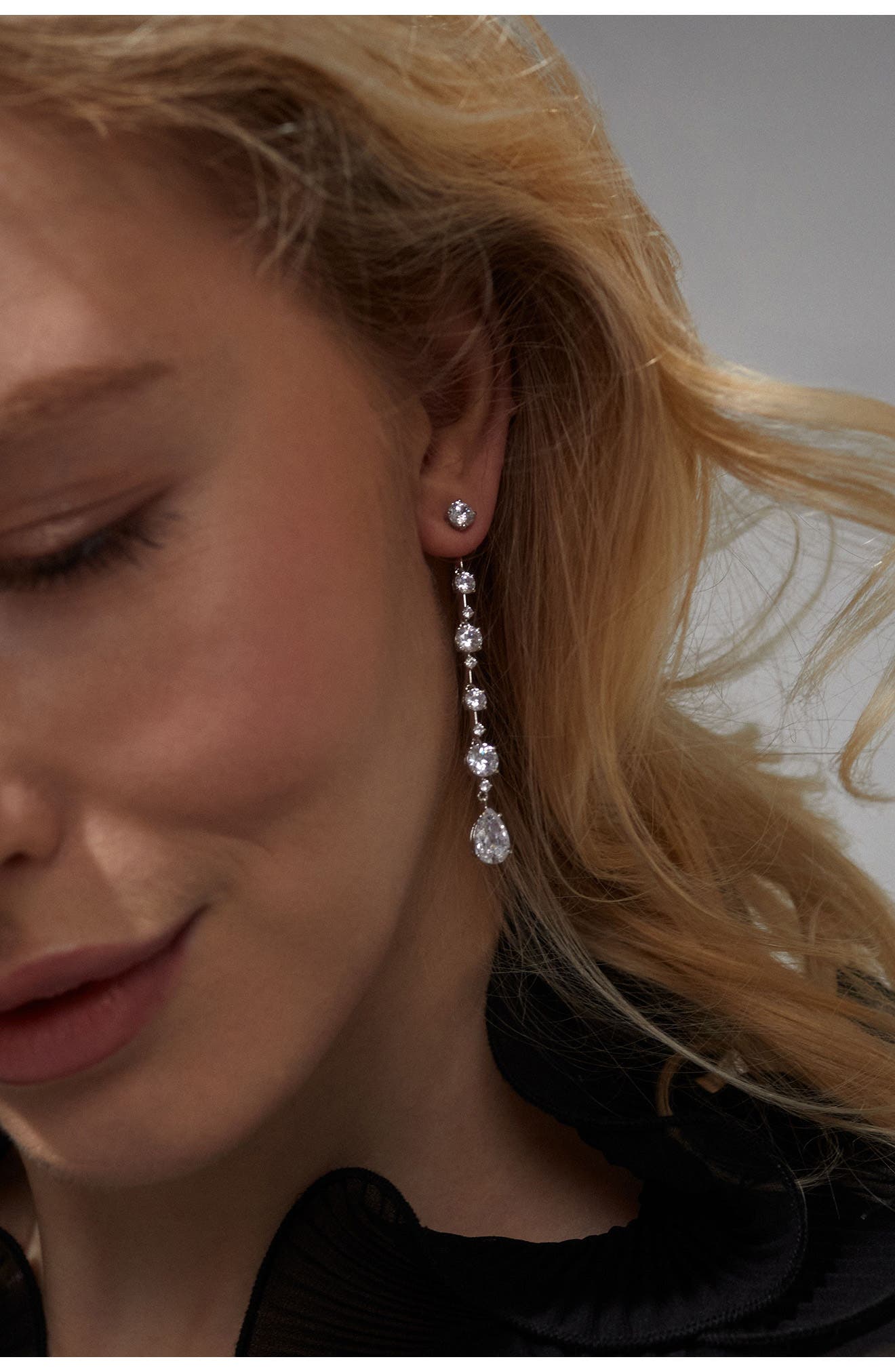 Nadri Cora Cubic Zirconia Front/Back Linear Drop Earrings | Nordstrom