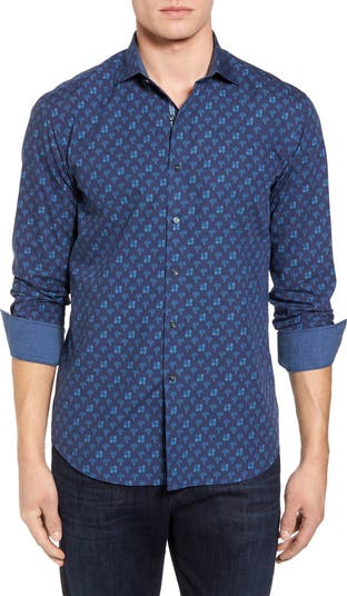 Bugatchi Shaped Fit Print Sport Shirt | Nordstromrack