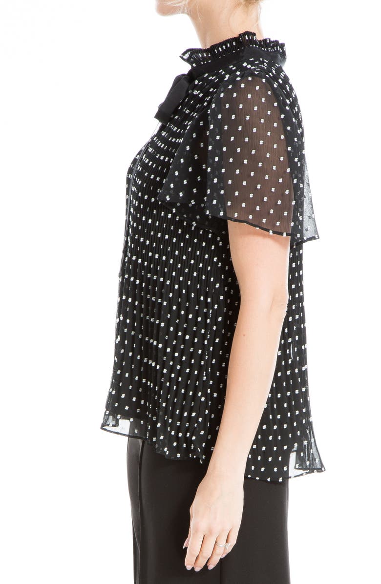 MAX STUDIO Short Sleeve Pleated Clip Dot Top | Nordstromrack
