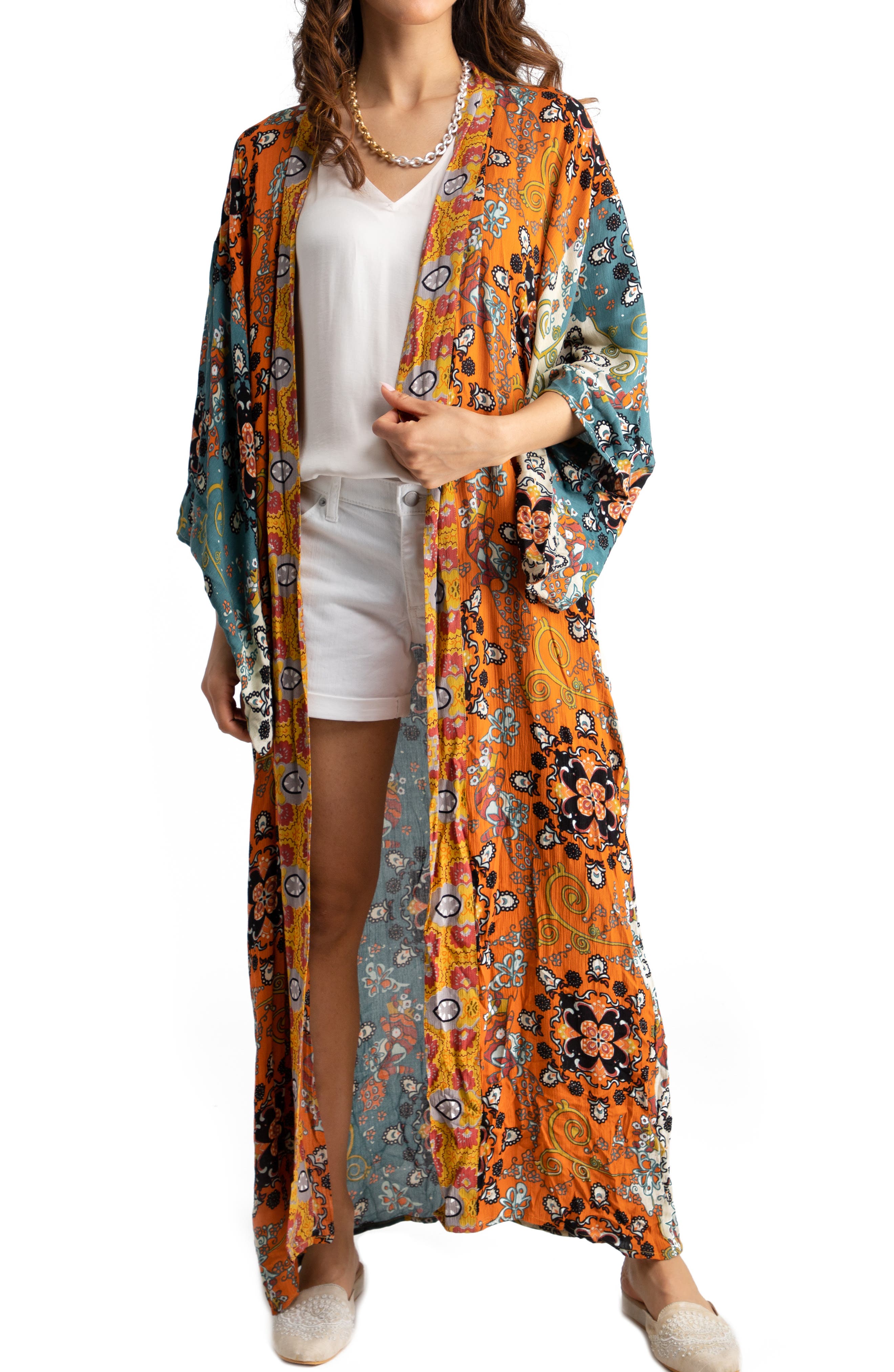 SAACHI Eveline Paisley Longline Duster | Nordstromrack