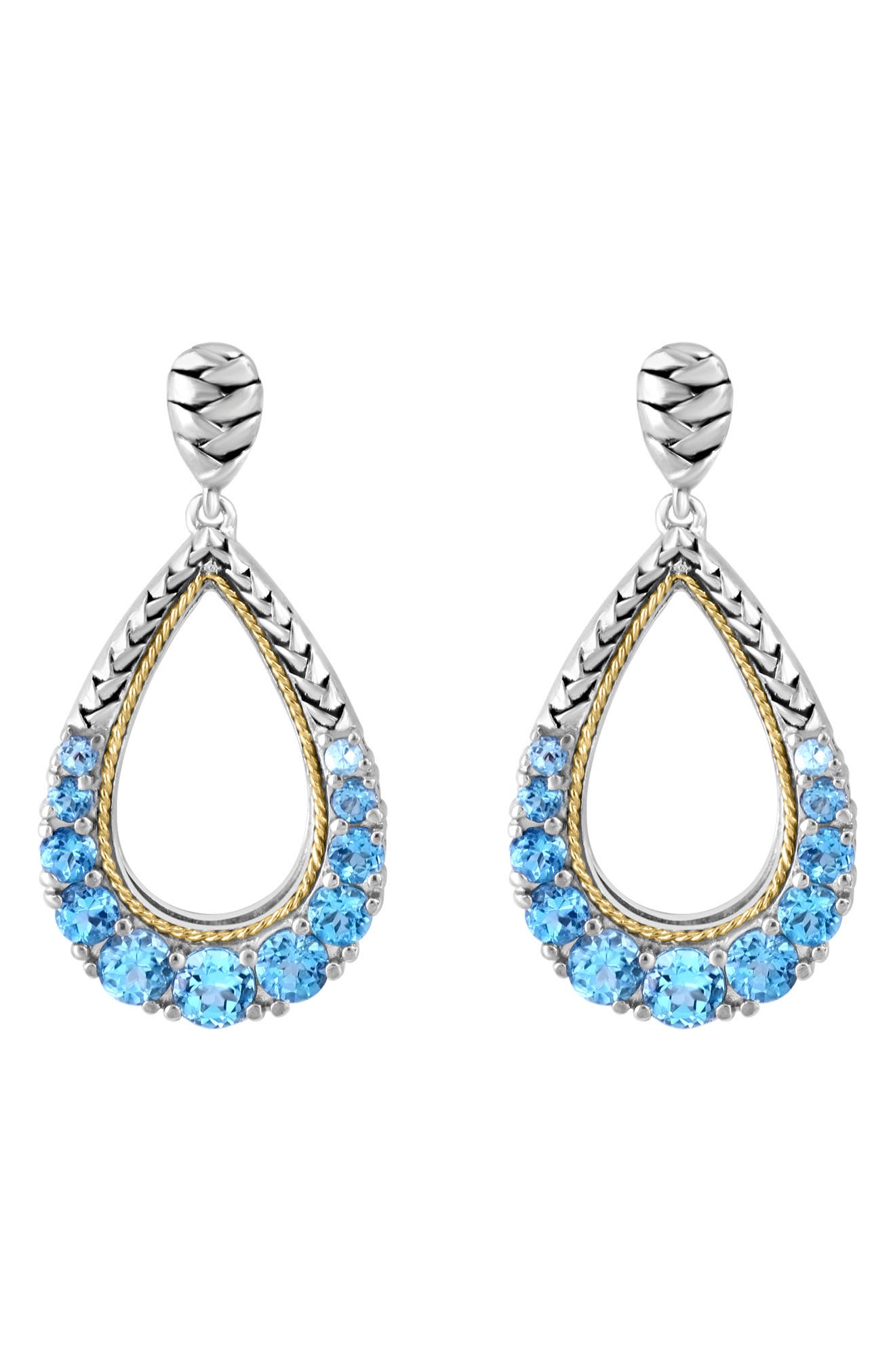 EFFY 18K Yellow Gold, Sterling Silver, & Blue Topaz Teardrop Dangle ...
