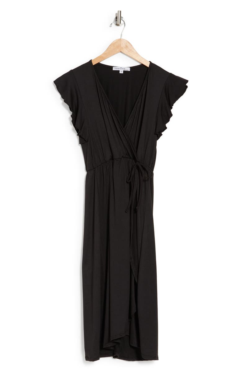 Velvet Torch Faux Wrap Ruffle Trim Midi Dress | Nordstromrack
