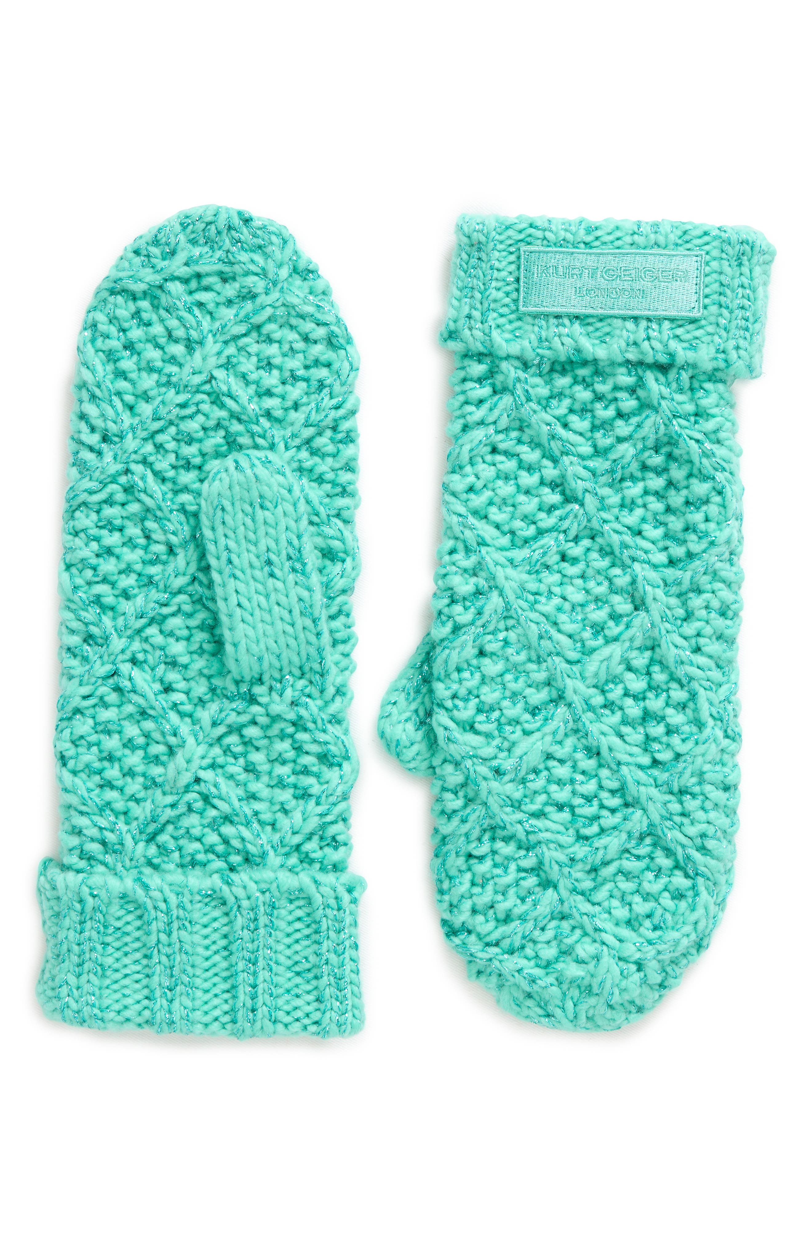 Kurt Geiger London Metallic Cable Stitch Mittens | Nordstromrack