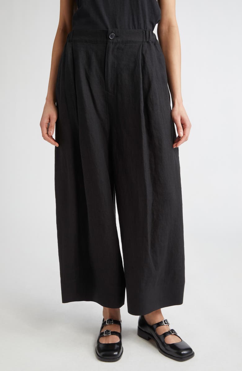 Undercover Pleated Raw Hem Wide Leg Linen Pants | Nordstromrack