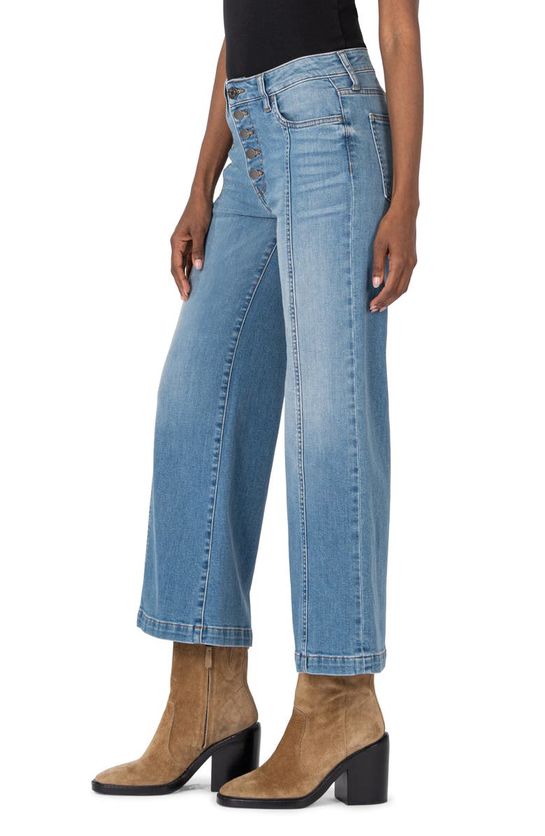 KUT from the Kloth Meg Exposed Button High Waist Ankle Wide Leg Jeans ...