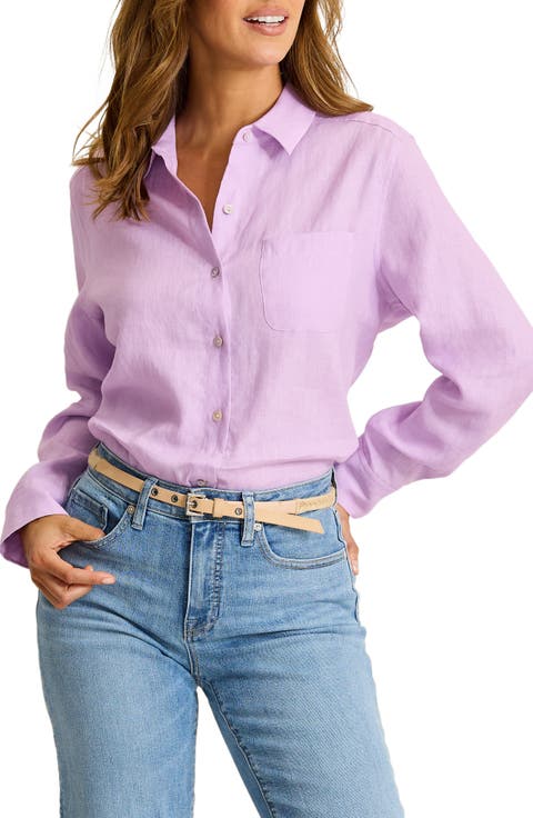 Women's 100% Linen Button Up Tops | Nordstrom