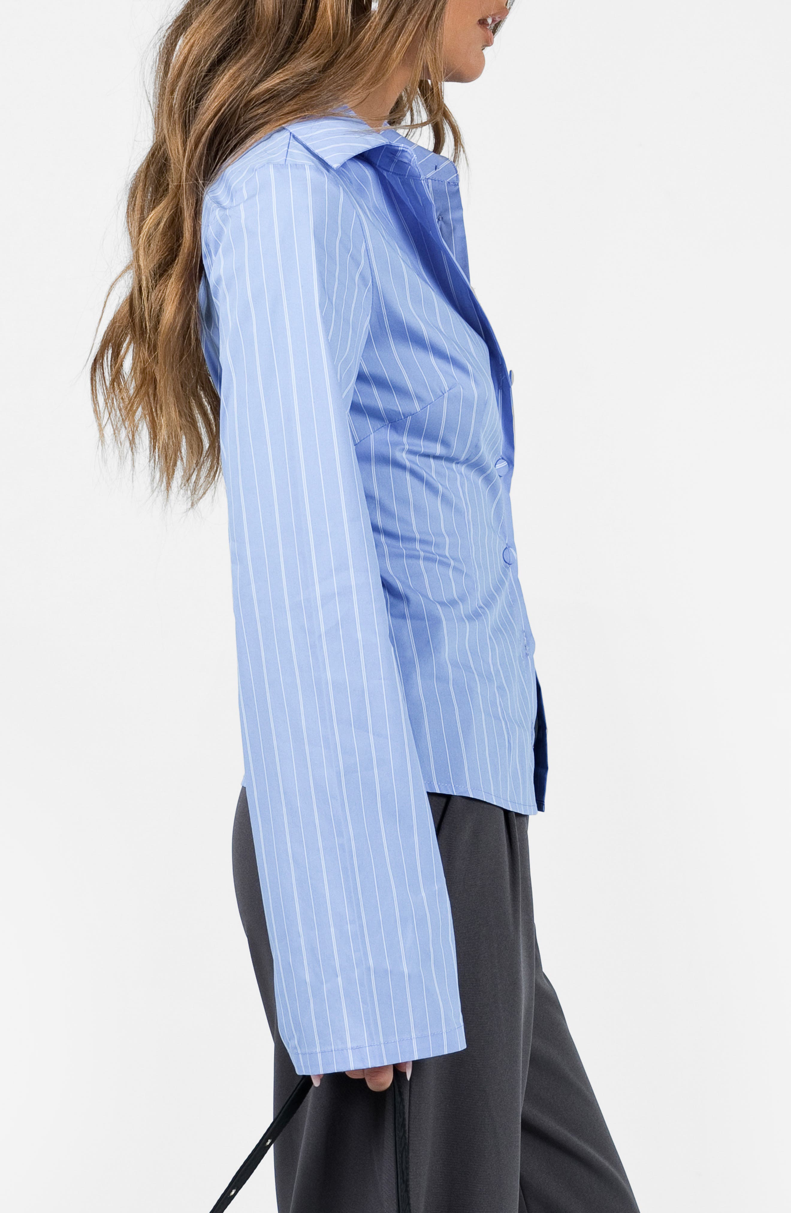 Princess Polly Anni Pinstripe Button-Up Shirt | Nordstrom