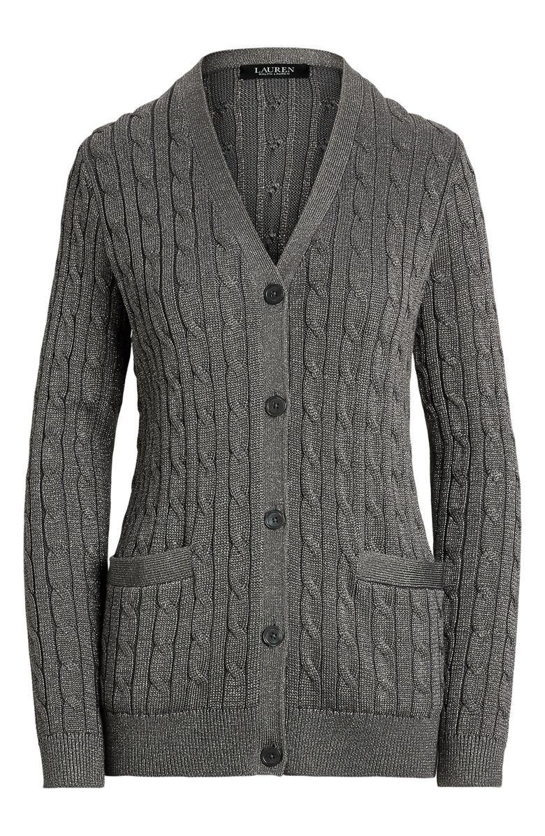 Lauren Ralph Lauren Metallic Cable Stitch Cardigan | Nordstromrack