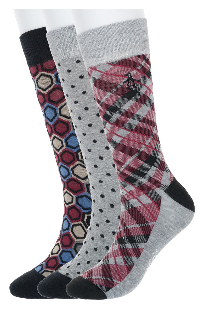 Original Penguin Geometric 3-Pack Assorted Crew Socks | Nordstromrack