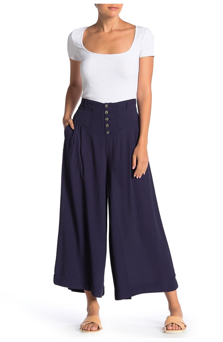 Good Luck Gem Wide Leg Button Front Palazzo Pants | Nordstromrack