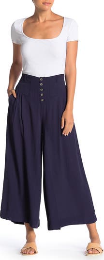Good Luck Gem Wide Leg Button Front Palazzo Pants | Nordstromrack