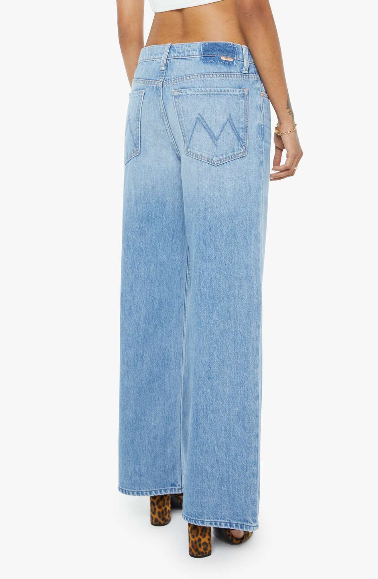 MOTHER Lil Rerun Zip Sneak High Waist Wide Leg Jeans | Nordstrom