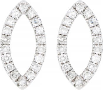 Carrière Jewelry Sterling Silver Pave Diamond Open Marquise Stud ...
