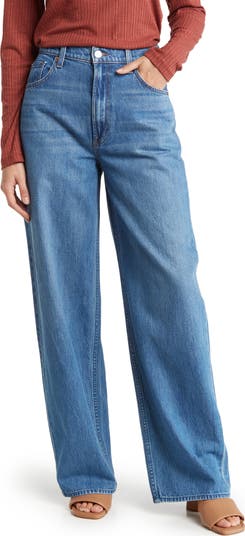 MOTHER SNACKS! The Fun Dip Distressed High Waist Puddle Wide Leg Jeans ...