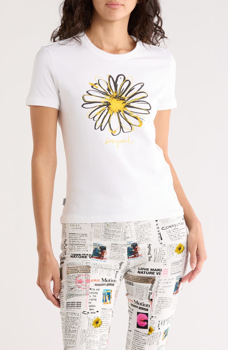 Desigual Daisy Embroidered Knit Graphic T-Shirt | Nordstromrack