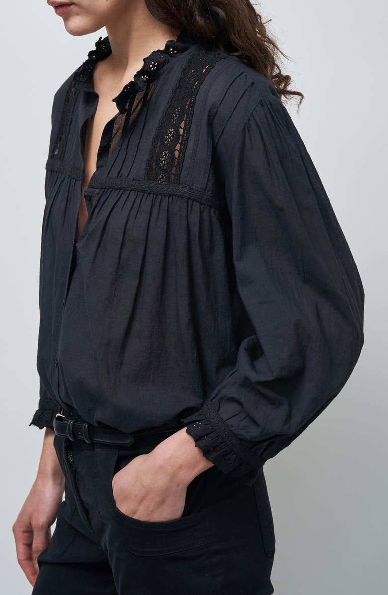 Nili Lotan Sarah Lace Trim Cotton Top | Nordstromrack
