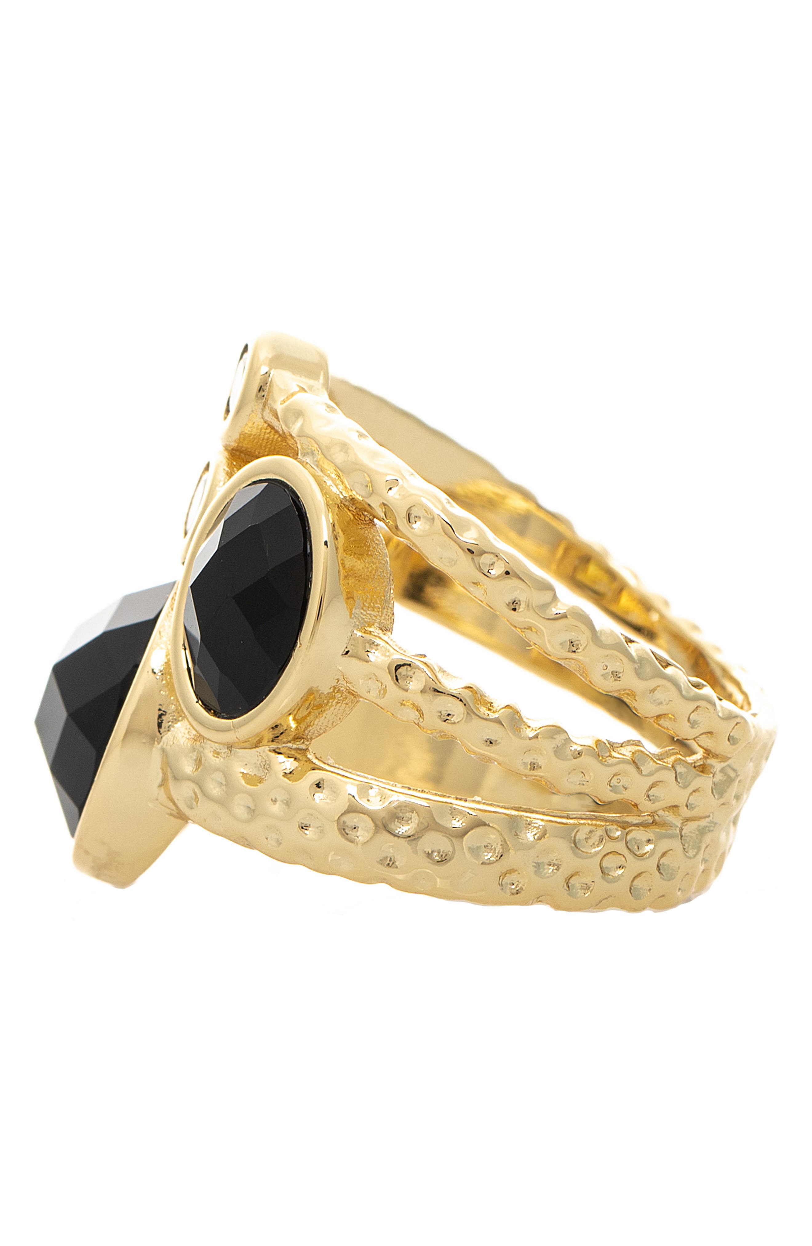 RIVKA FRIEDMAN Onyx & CZ Hammered Ring | Nordstromrack