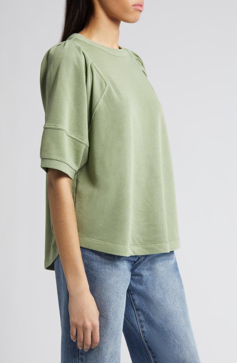 Treasure & Bond Pleated Puff Sleeve Cotton Blend Sweatshirt | Nordstromrack