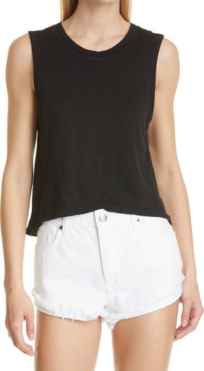 FRAME Swingy Crop Organic Linen Muscle Tank | Nordstromrack