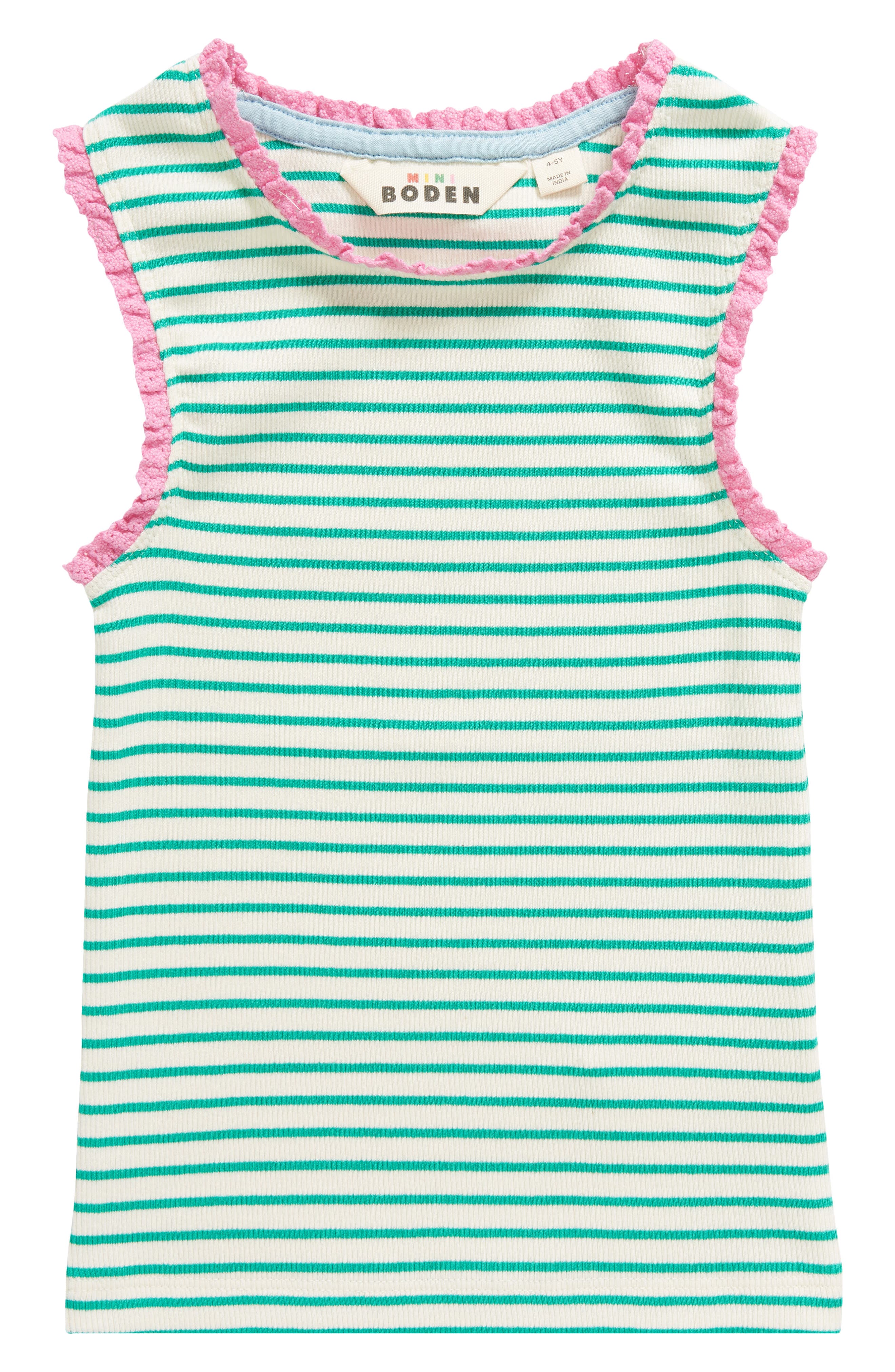 Mini Boden Kids' Stripe Crochet Accent Cotton Tank Top | Nordstromrack