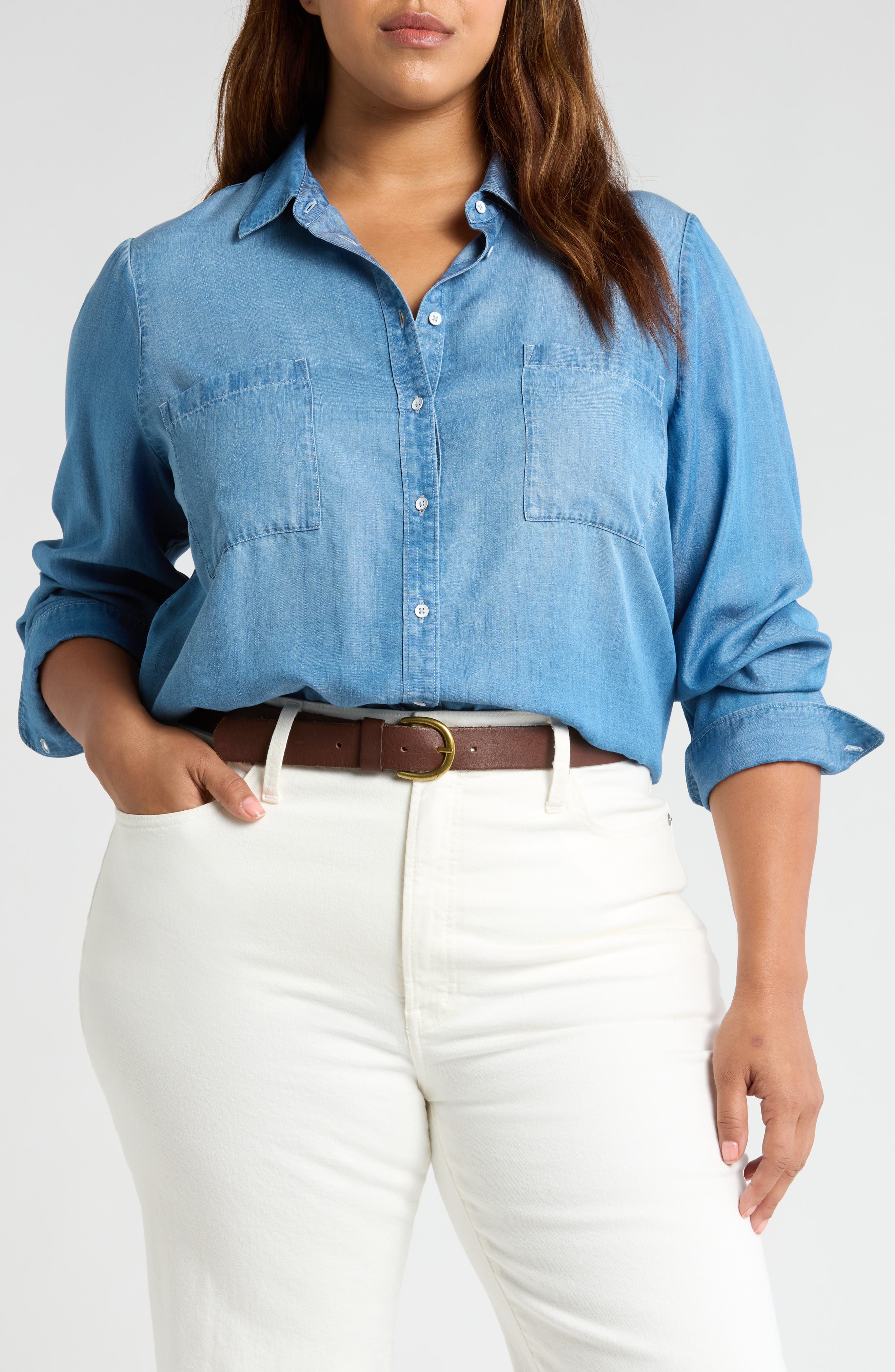 Caslon® Chambray Button-Up Shirt | Nordstromrack